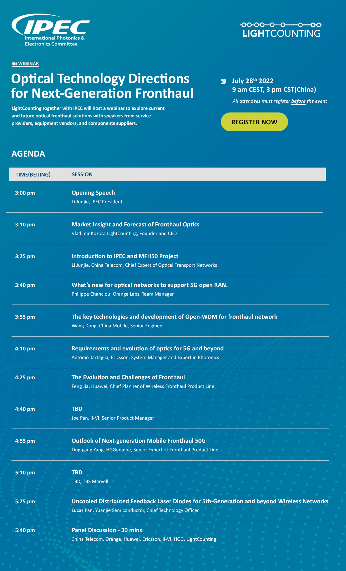 Webinar Invitation: Optical Technology Directions for Next-Generation ...